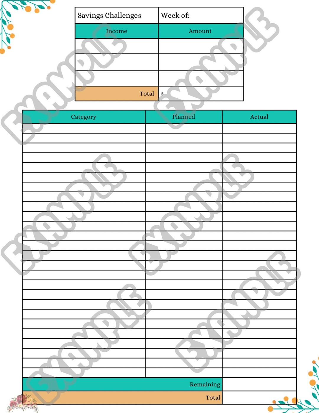 Savings Challenge Worksheet - Digital Download - Etsy