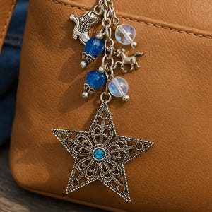 Rustic Southwestern Star Keychain – Handmade Beaded Bag Charm – Western ...