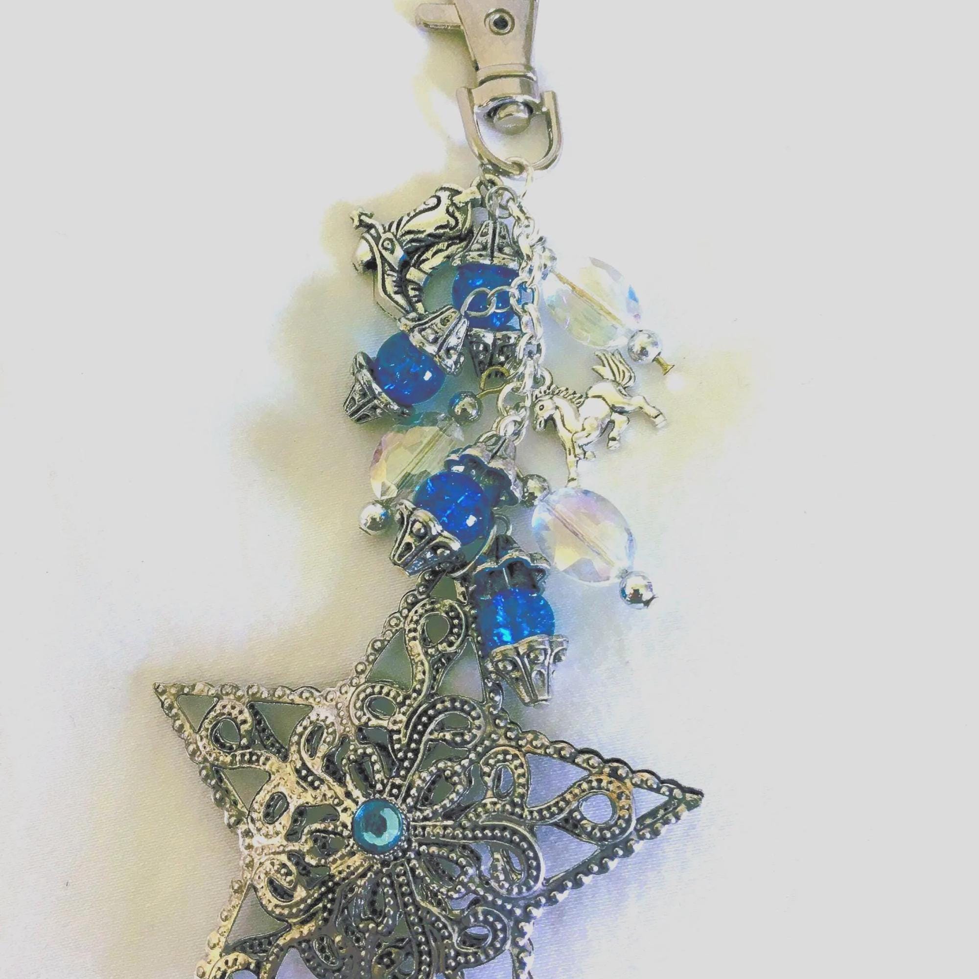 Western Star Bag Charm With Blue Crystal, Cowboy Boot & Horse Charms - Etsy