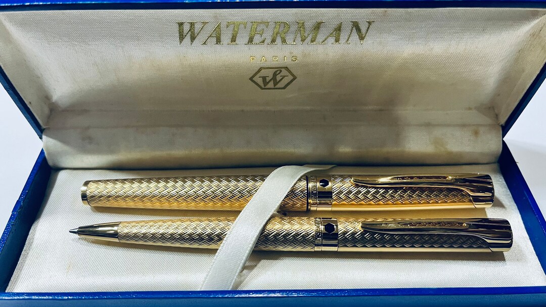 Waterman L’etalon 18k NIB Fountain Pen and Rollerball Pen in Original ...