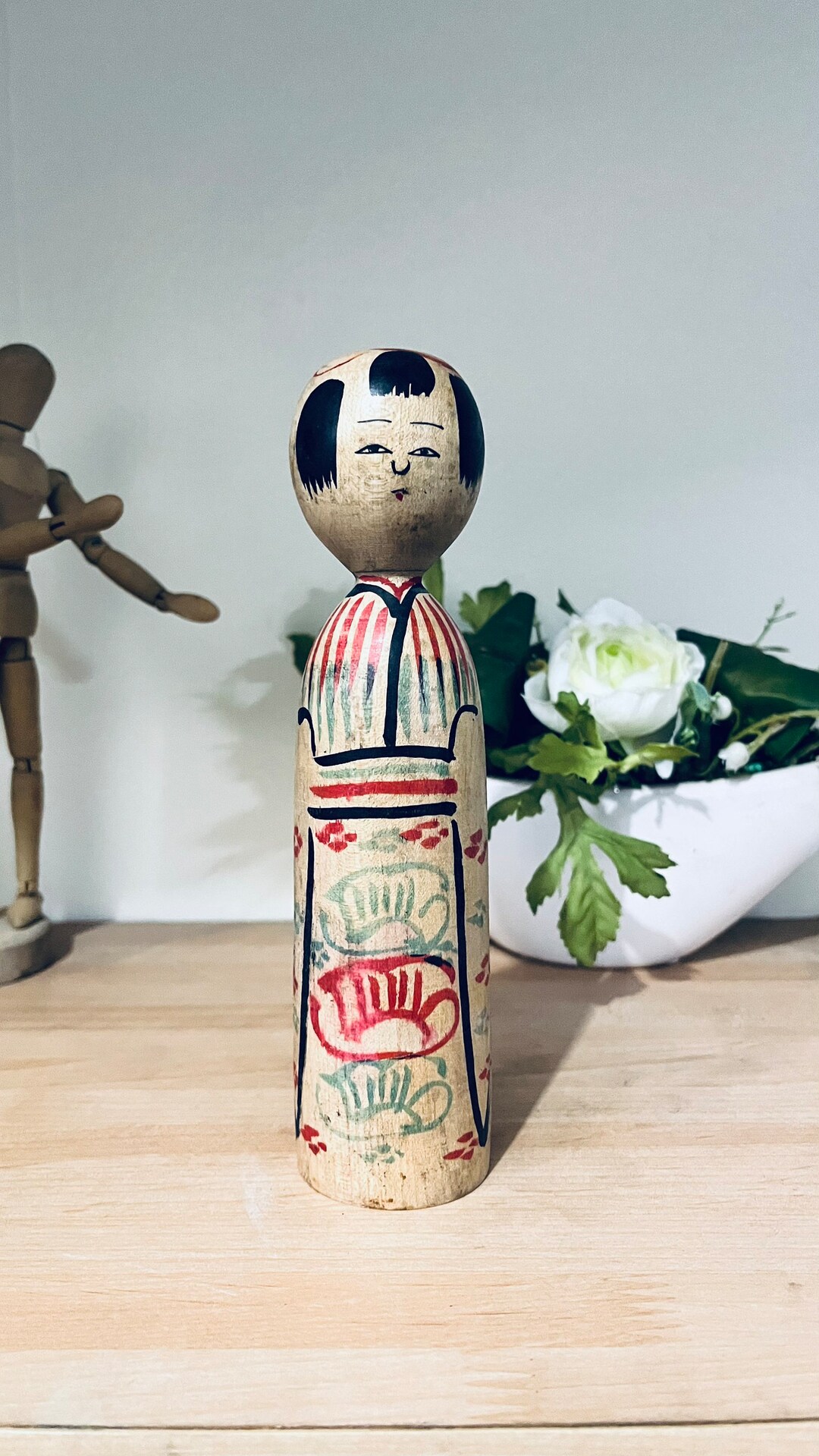 Kijiyama Style Vintage Traditional Dento Wooden Kokeshi Doll , Signed ...