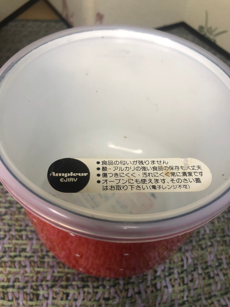 Vintage Ampleur Ejiry Set of 2 Diamond Dot Enamel Metal Bowls / Jar With Cover Red and White - Etsy