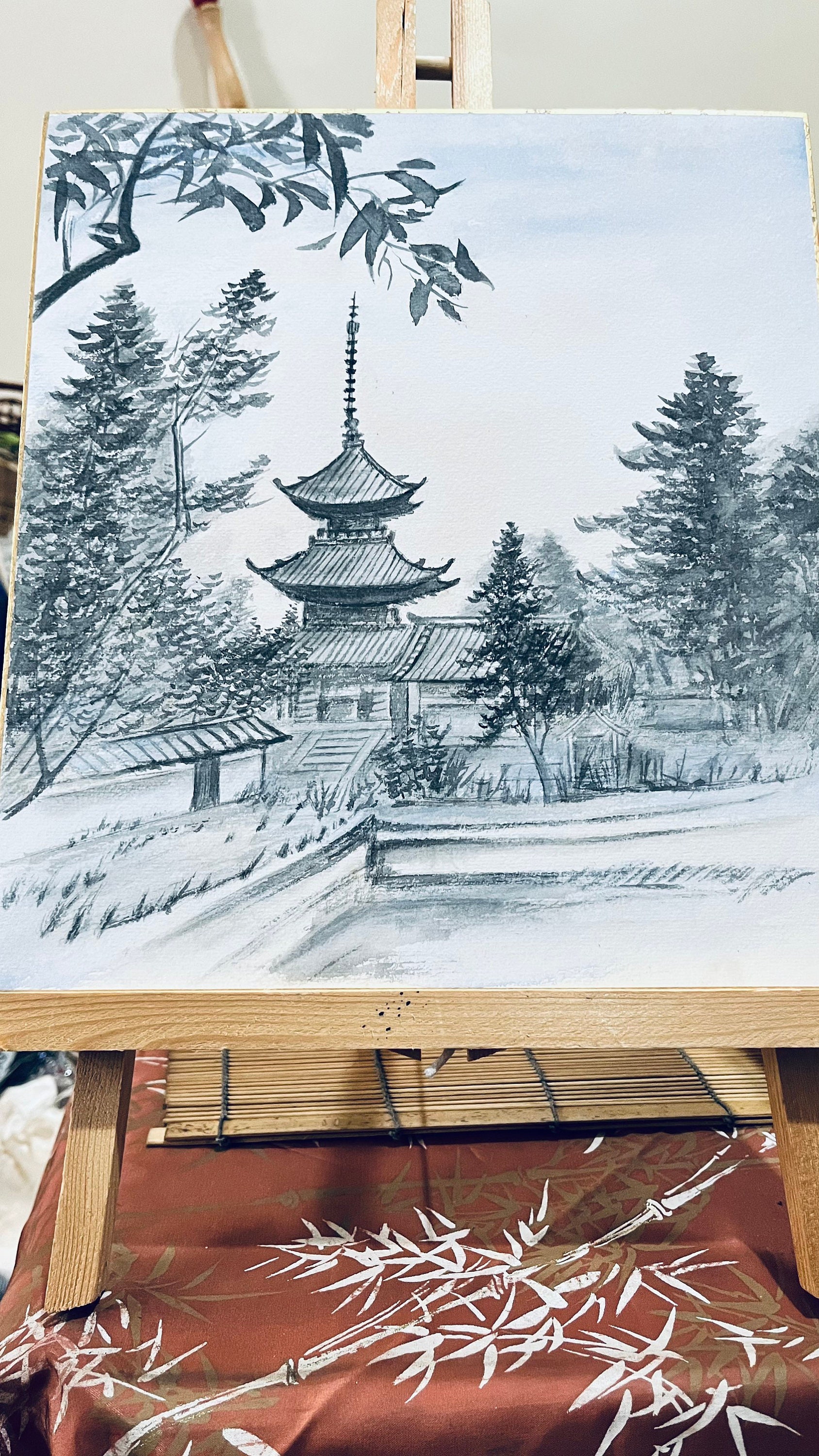 Vintage Japanese Art : Sumi-e Japanese Ink Art Landscape and Scenes ...