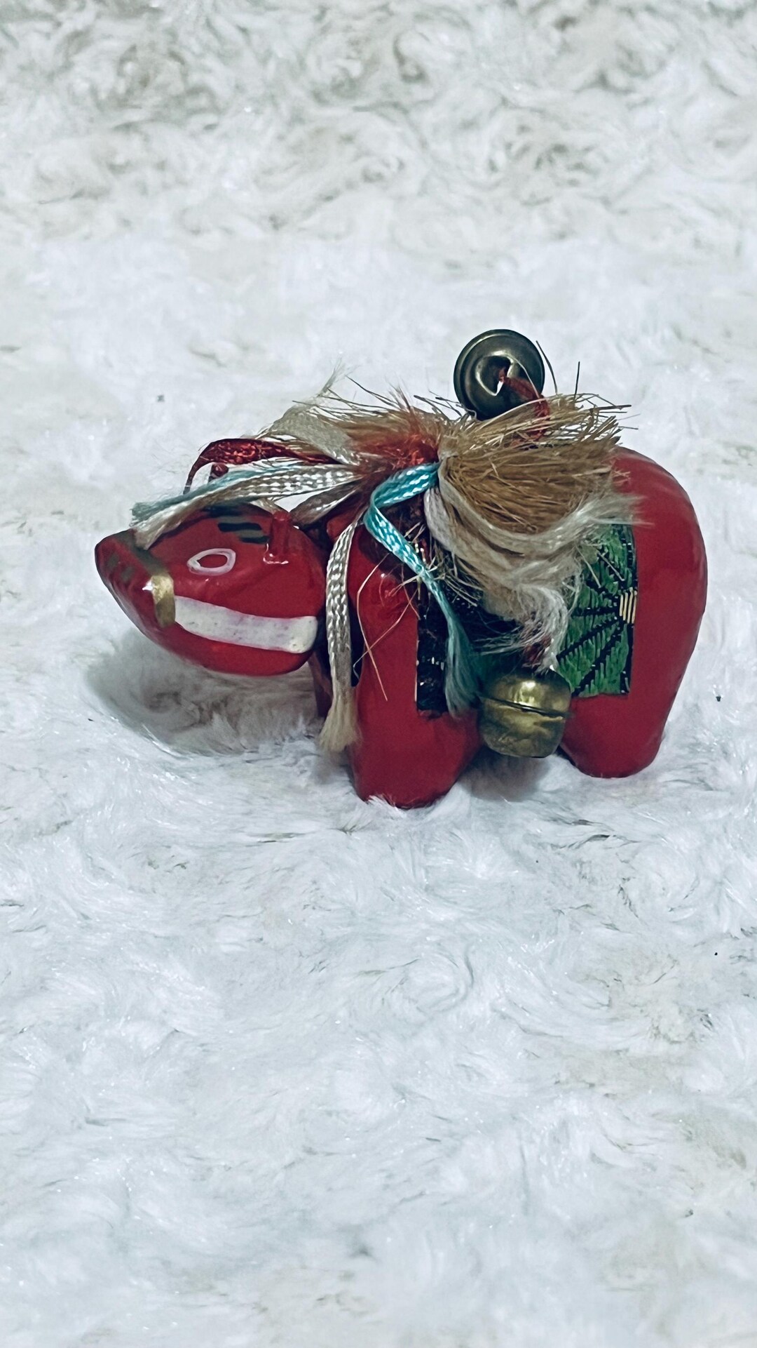 Japanese Akabeko Red Cow Kokeshi Doll Paper Mache Folk Art Bobblehead Lucky - Etsy