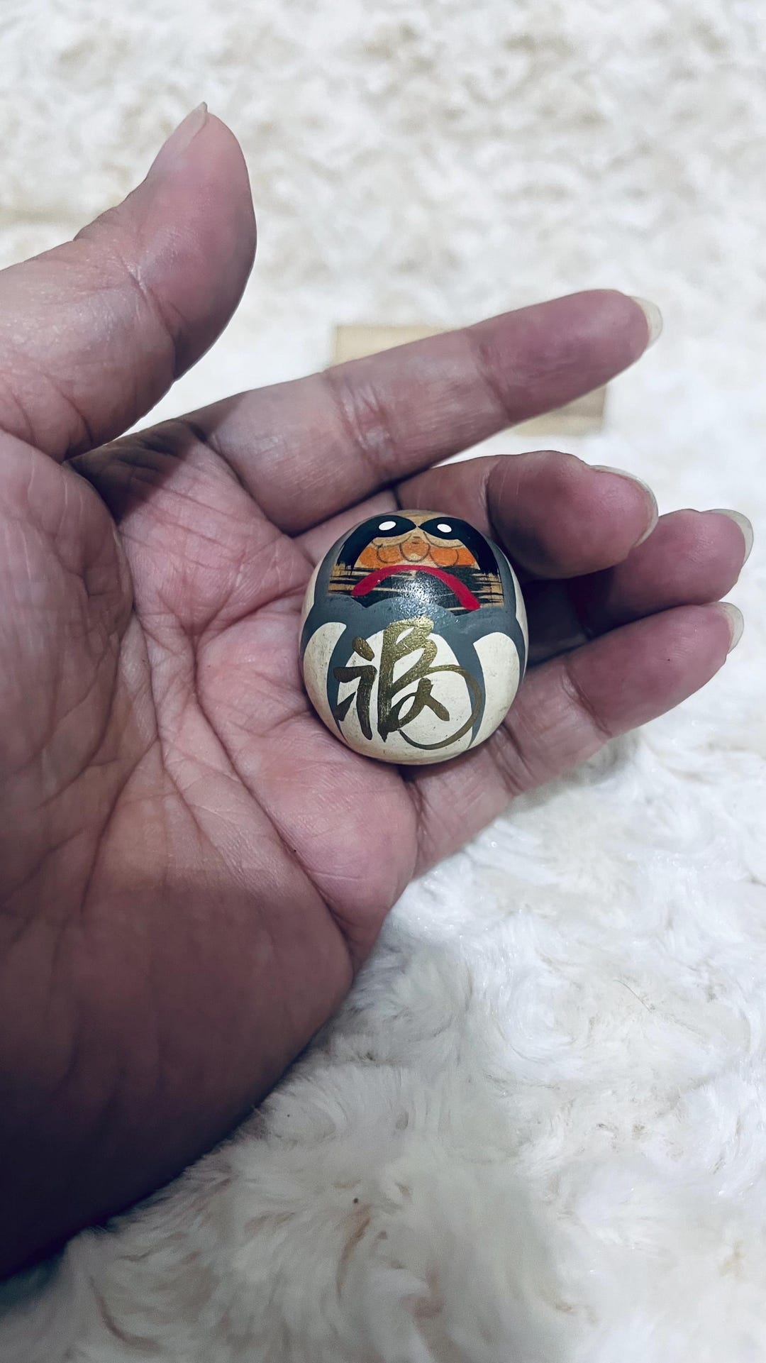 Miniature Wobbly Egg Wooden Kokeshi Doll Collectible Figure 3cm ...