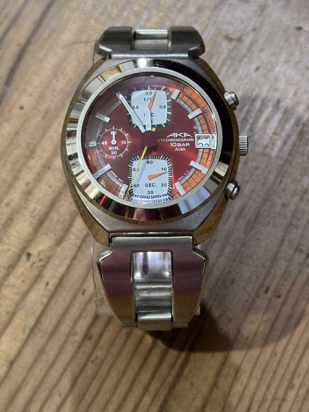 Seiko AKA V657 Red Dial Chronograph Japan Original Vintage - Etsy