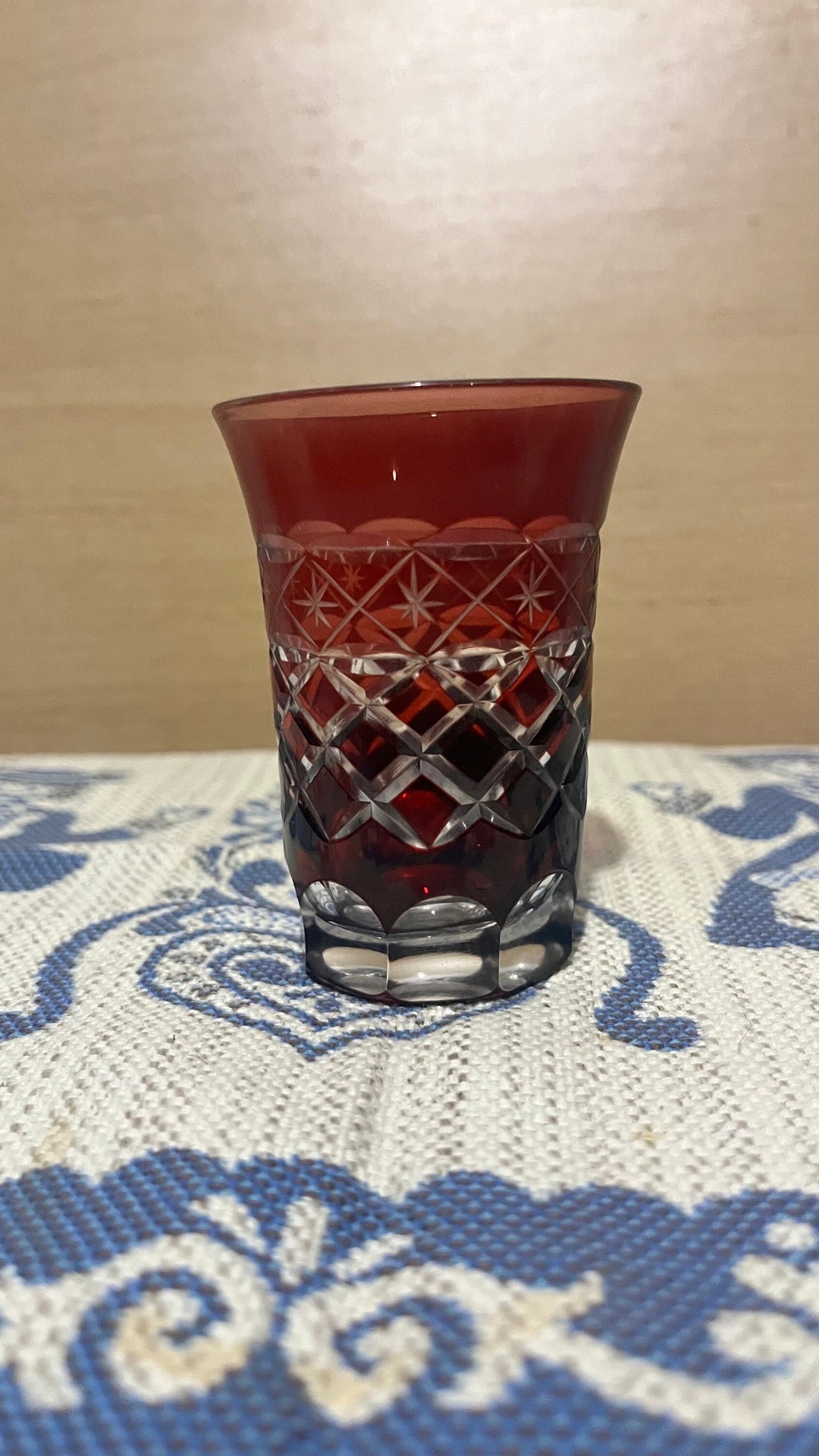 Beautiful Red Edo Kiriko Hand Cut Sake Liquor Glass - Etsy