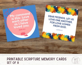 Scripture Memory Cards for Kids. 24 Bible Verse Cards for - Etsy