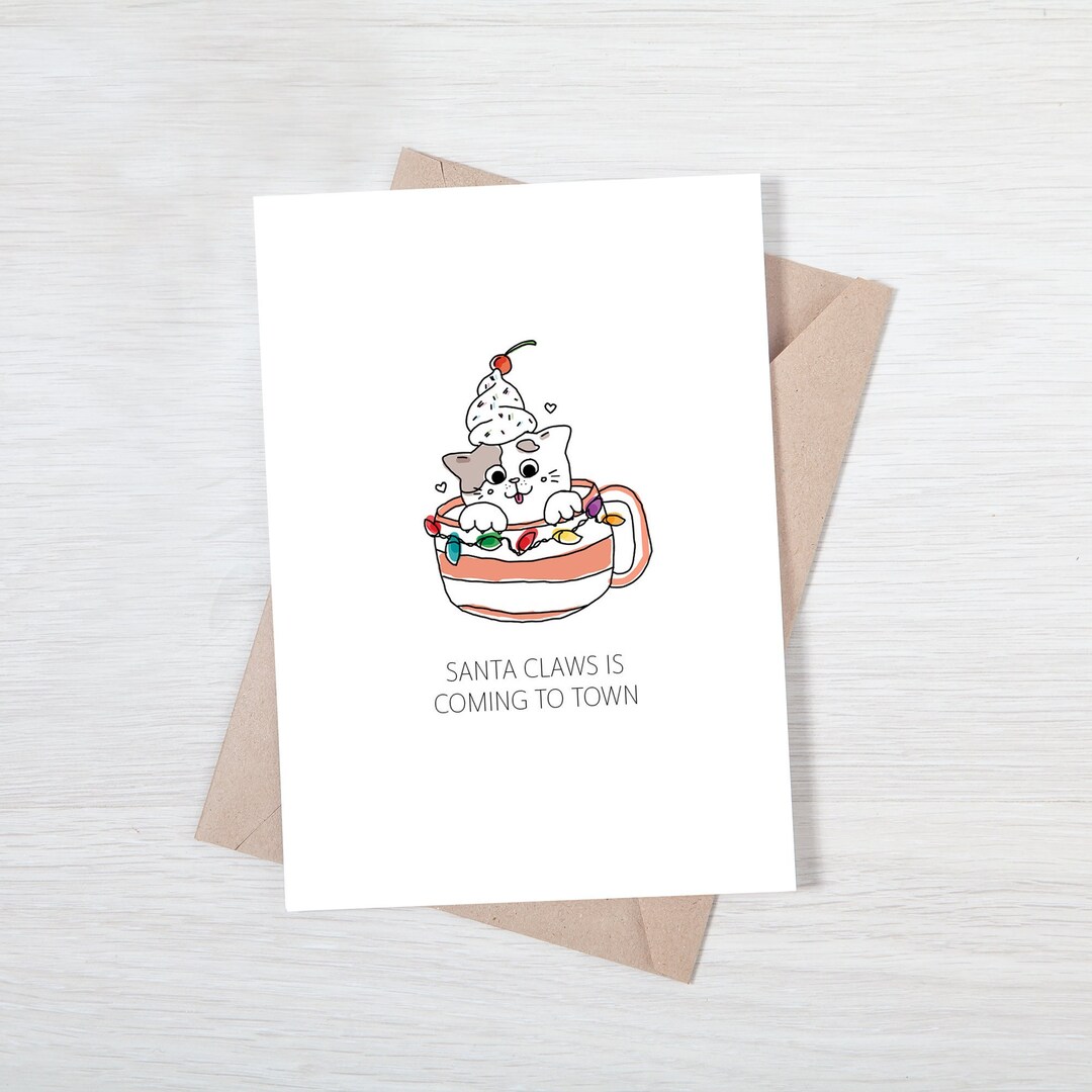 Santa CLAWS is Coming to Town Christmas Card, Merry Christmas, Seasonal ...