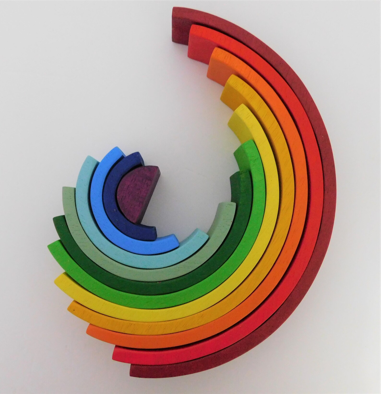 12pcs Wooden Rainbow Stacker Toy Waldorf Rainbow Stacker - Etsy