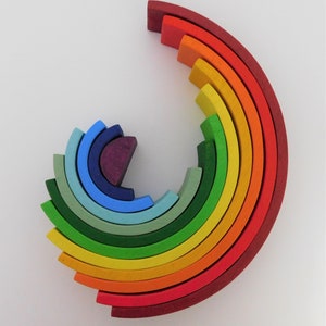 12pcs Wooden Rainbow Stacker Toy Waldorf Rainbow Stacker - Etsy