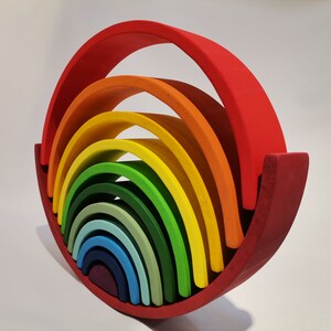 12pcs Wooden Rainbow Stacker Toy Waldorf Rainbow Stacker - Etsy