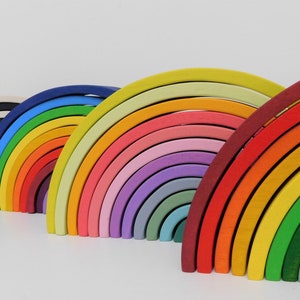 12pcs Wooden Rainbow Stacker Toy Waldorf Rainbow Stacker - Etsy