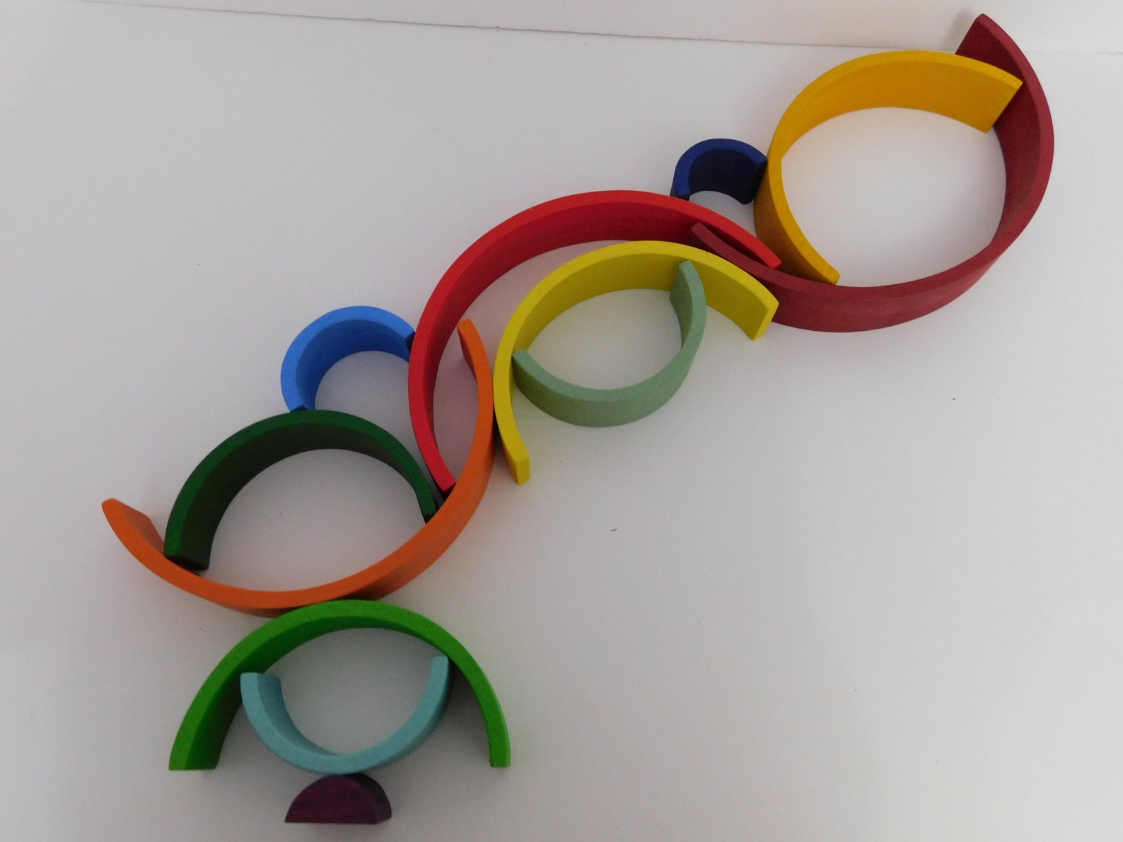 12pcs Wooden Rainbow Stacker Toy Waldorf Rainbow Stacker - Etsy