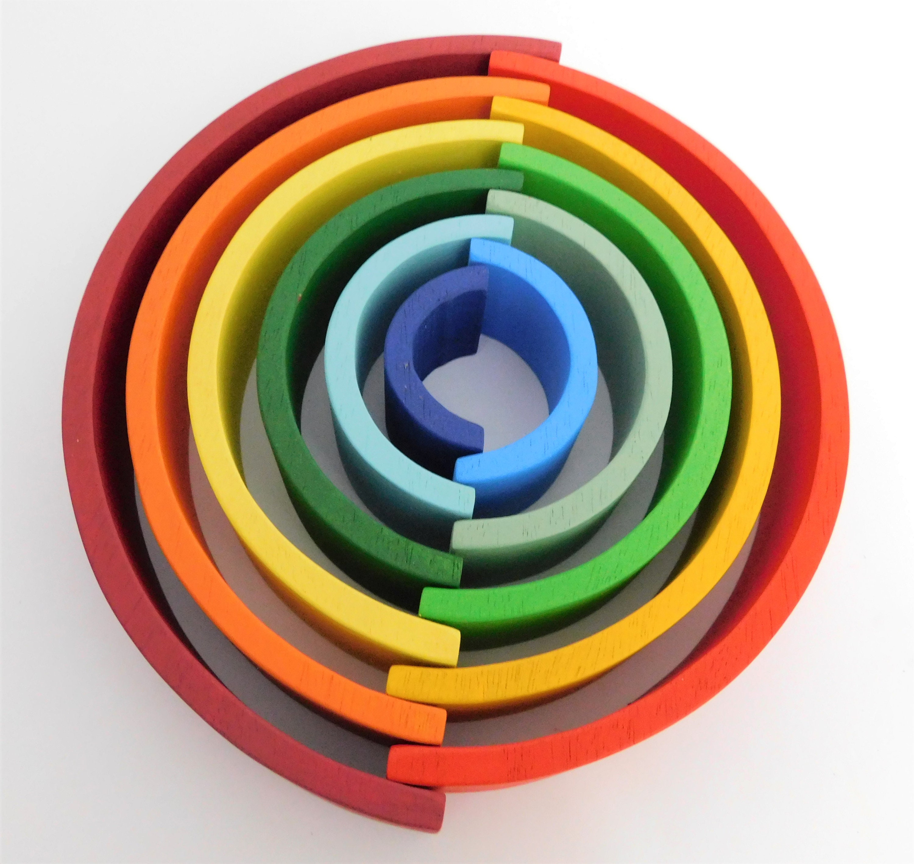 12pcs Wooden Rainbow Stacker Toy Waldorf Rainbow Stacker - Etsy
