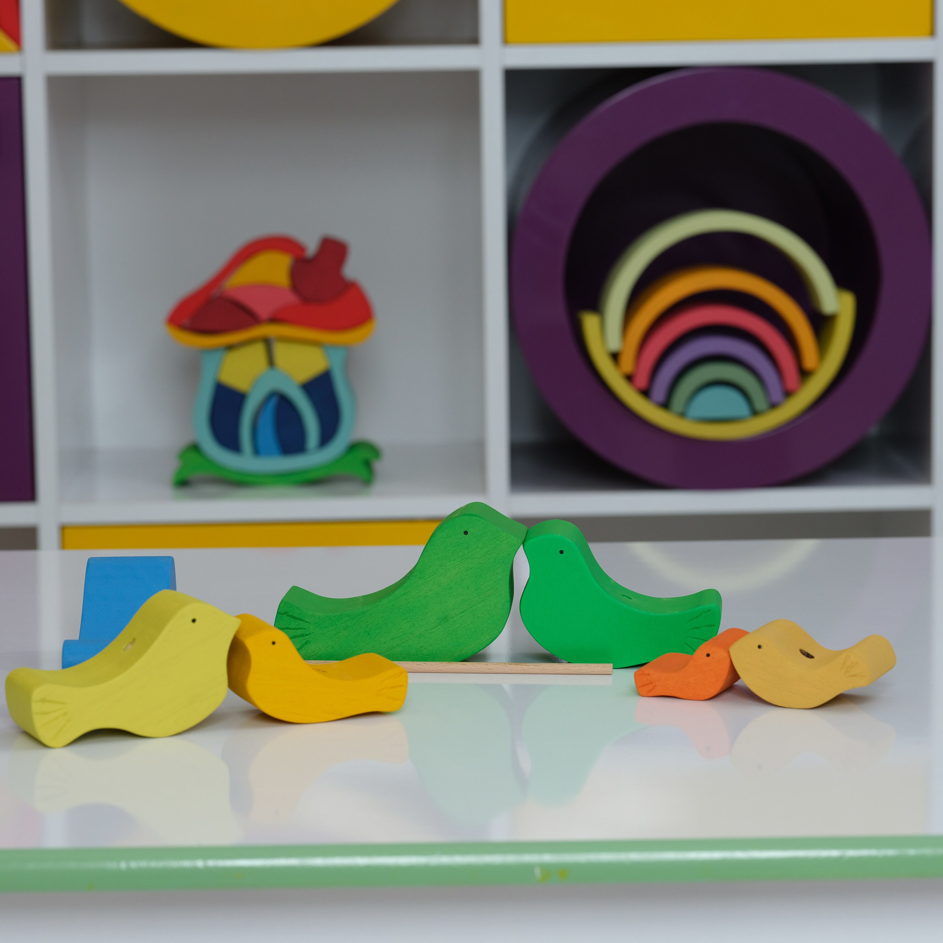 Wooden Birds Stacking Tower Montessori Bird Stacking Toy Waldorf Bird ...