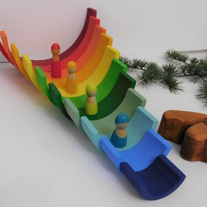 12pcs Wooden Rainbow Stacker Toy Waldorf Rainbow Stacker - Etsy