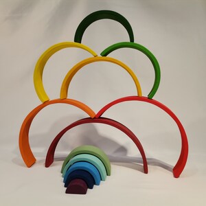 12pcs Wooden Rainbow Stacker Toy Waldorf Rainbow Stacker - Etsy