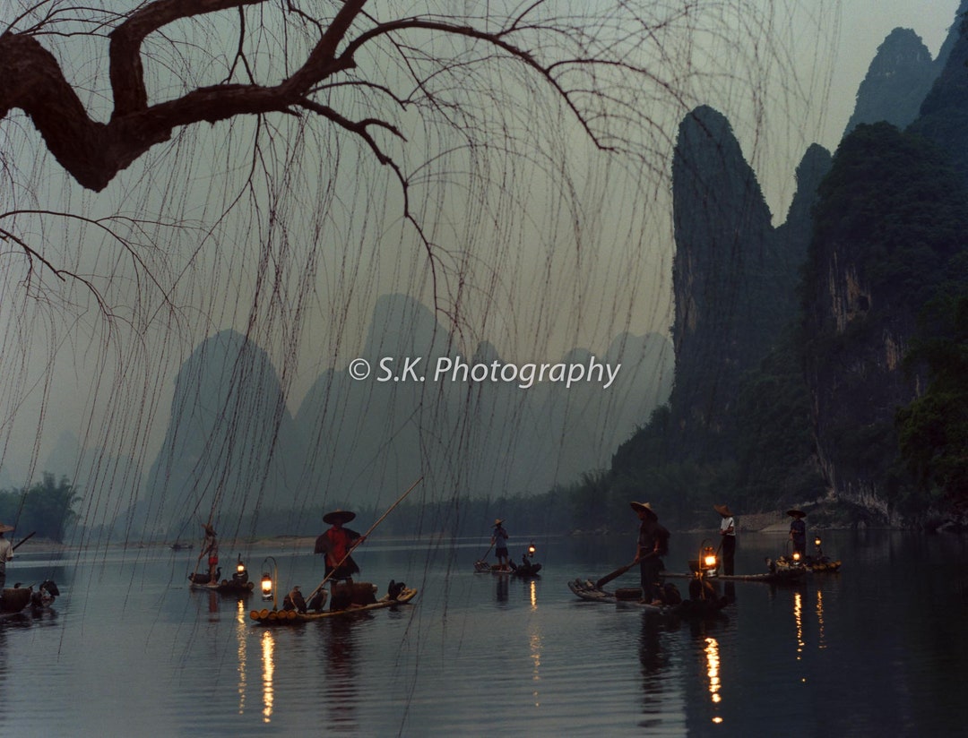 Fishing at Night in Gui Lin - South China - Etsy