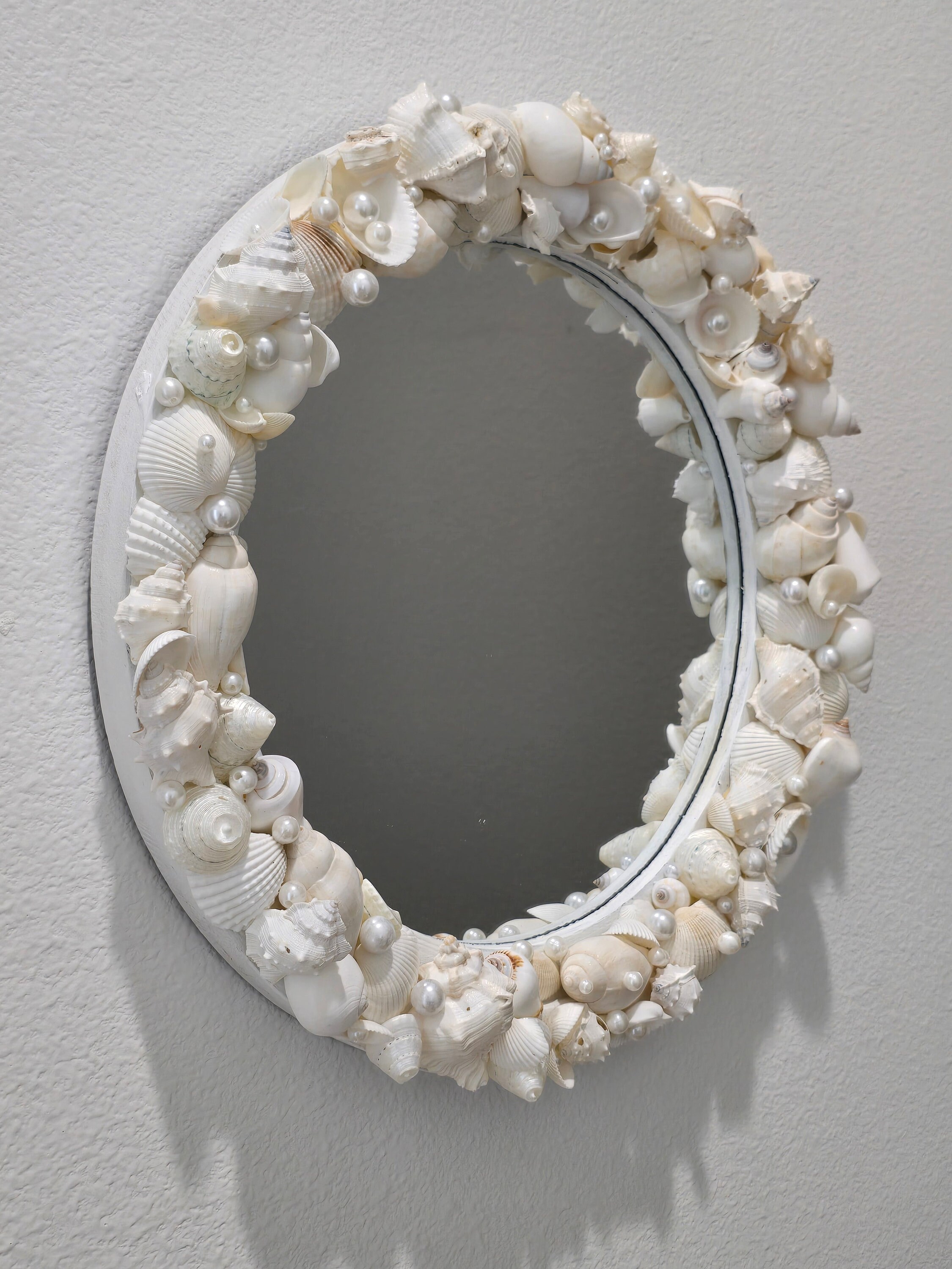 Seashell Mirror|coastal Mirror|bathroom|hallway|living Room Coastal ...