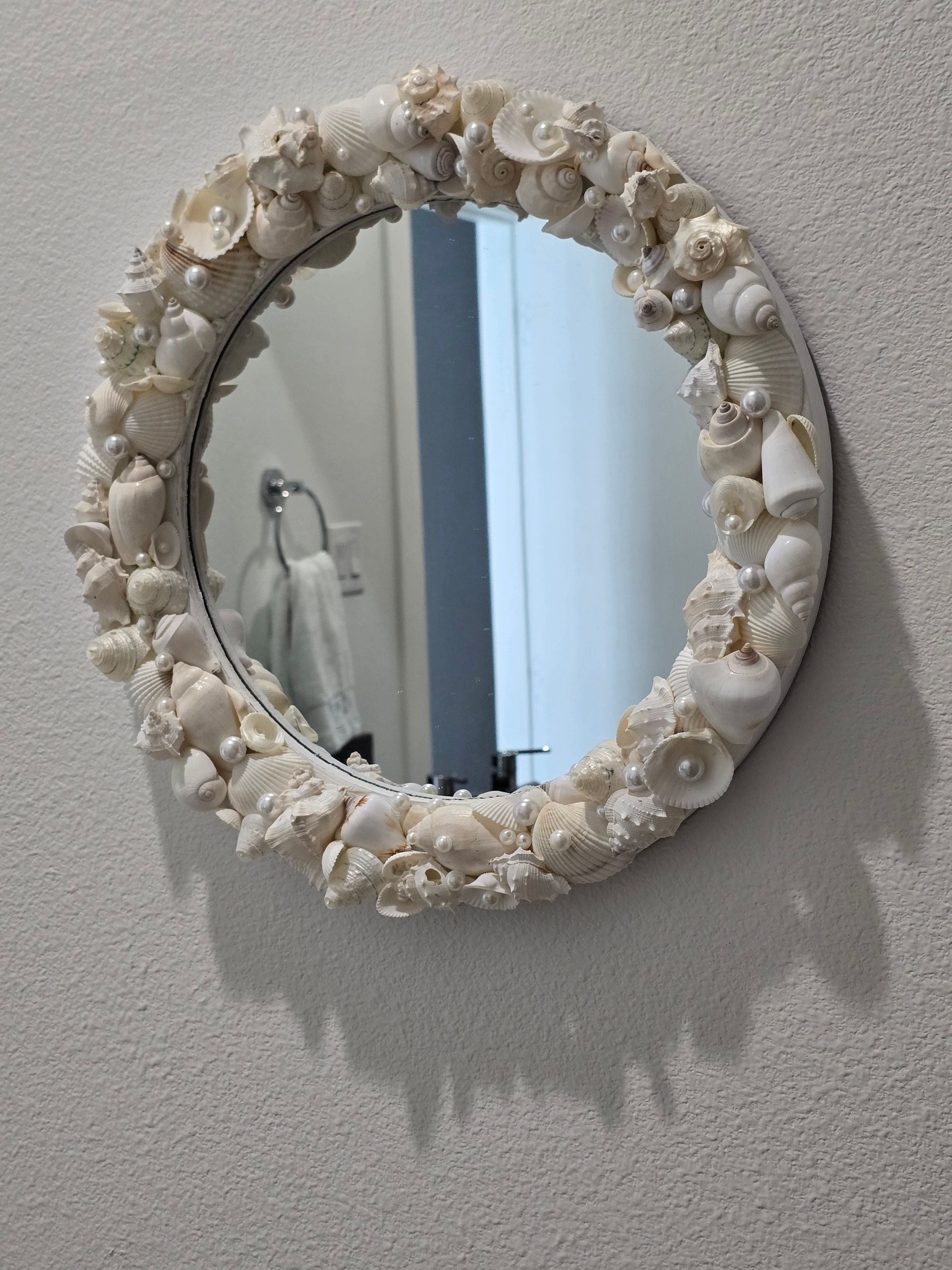 Seashell Mirror|coastal Mirror|bathroom|hallway|living Room Coastal ...