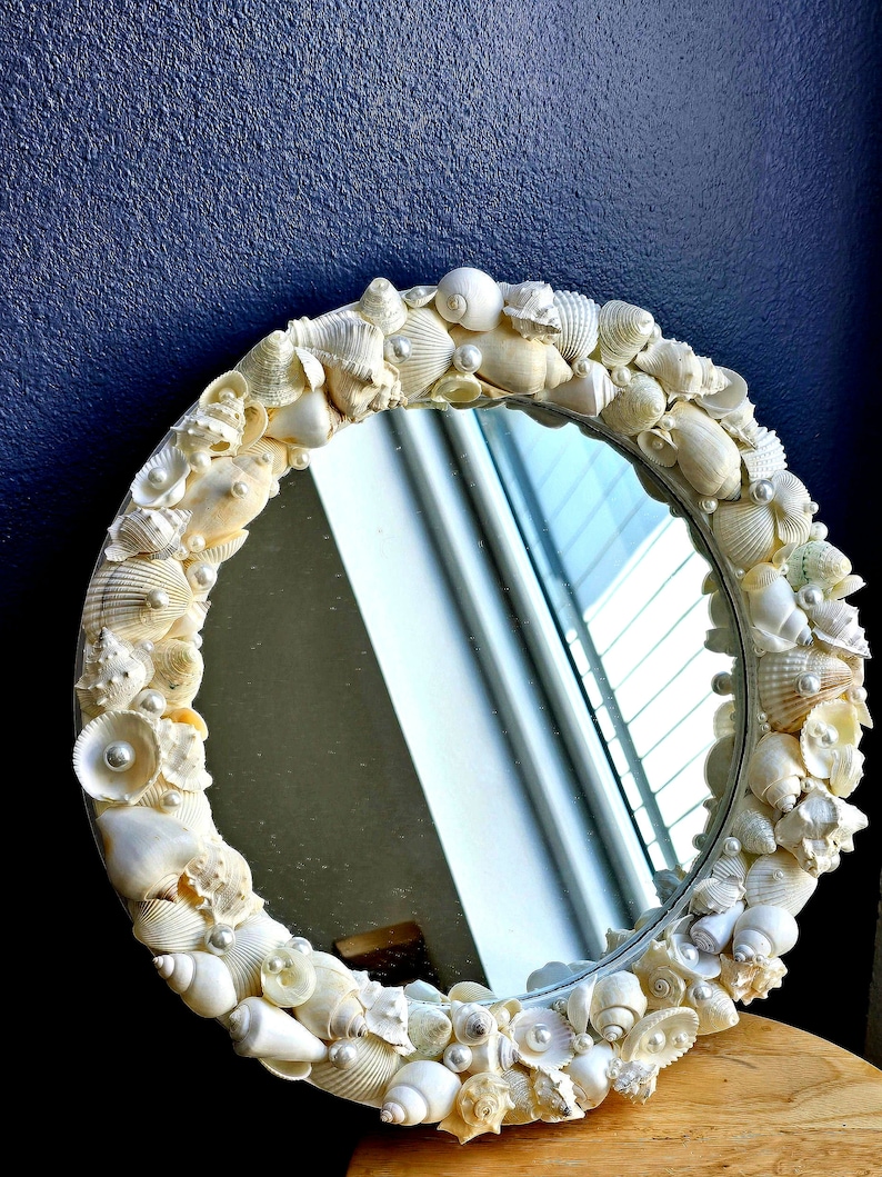 Seashell Mirror|coastal Mirror|bathroom|hallway|living Room Coastal ...