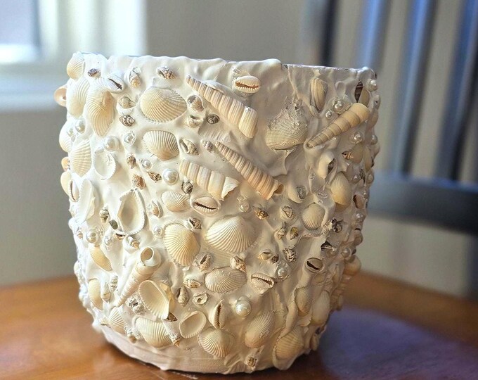 Seashell Ceramic Planter: Coastal Home Decor, Large Plant Pot - Etsy