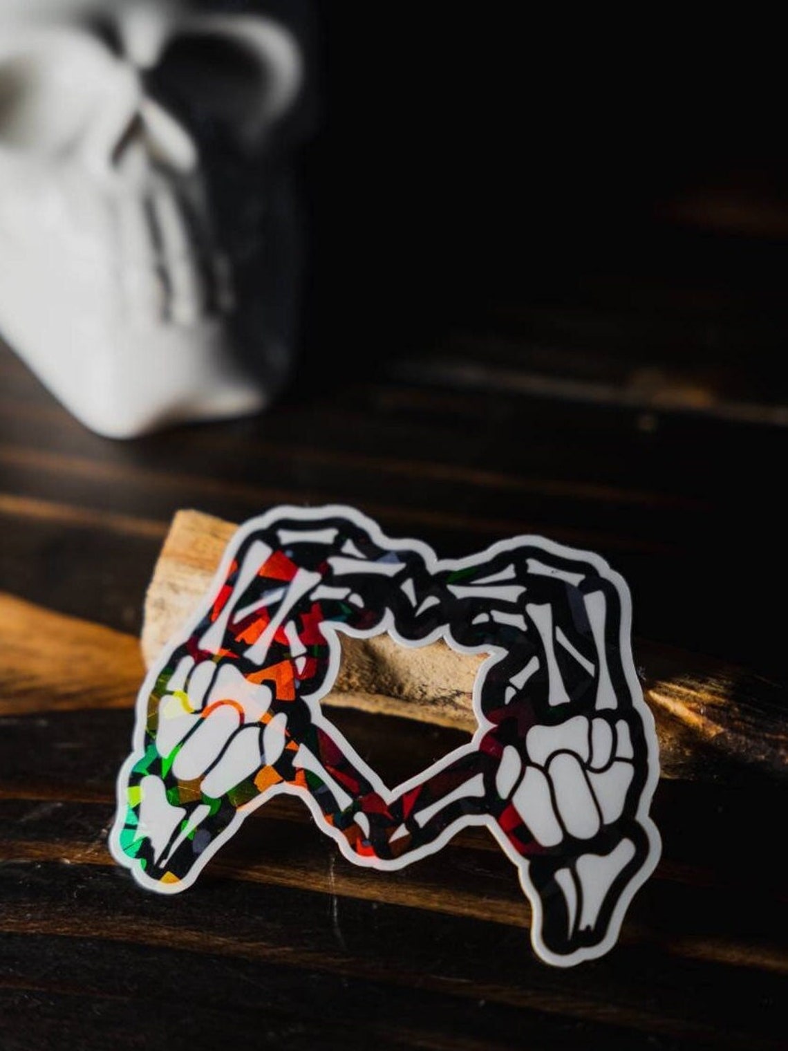Skeleton Heart Hands Waterproof Vinyl Sticker Holographic - Etsy