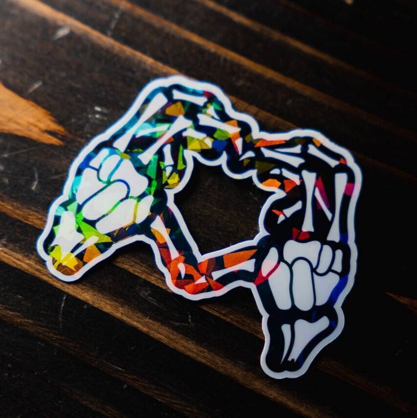 Skeleton Heart Hands Waterproof Vinyl Sticker Holographic - Etsy