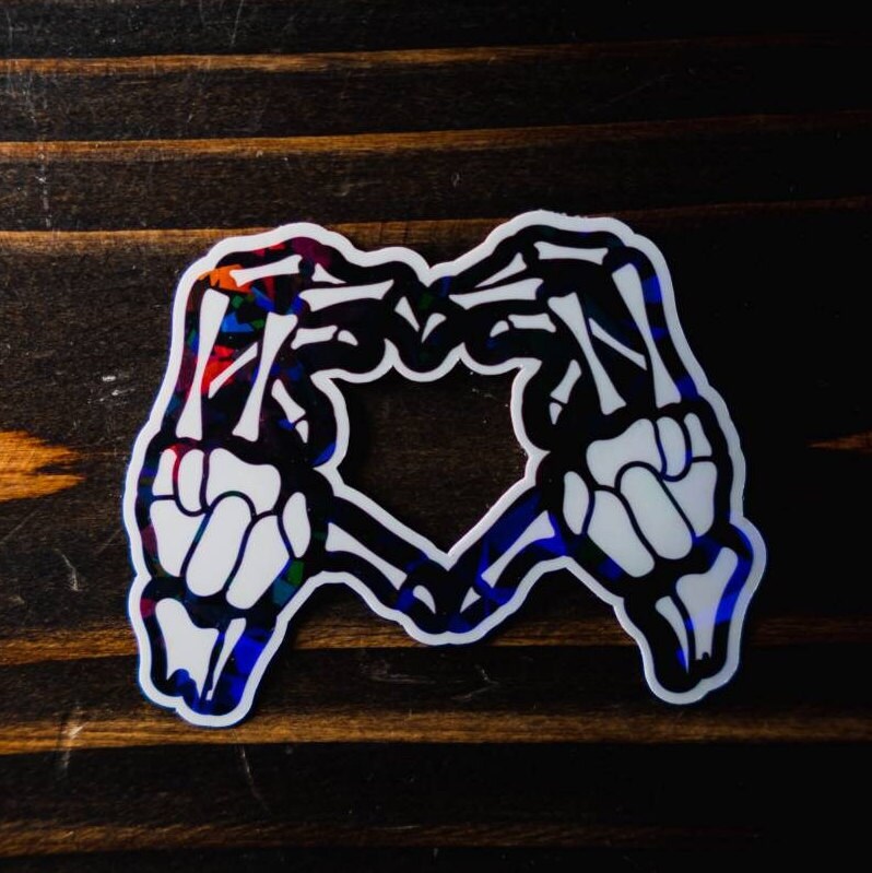 Skeleton Heart Hands Waterproof Vinyl Sticker Holographic - Etsy