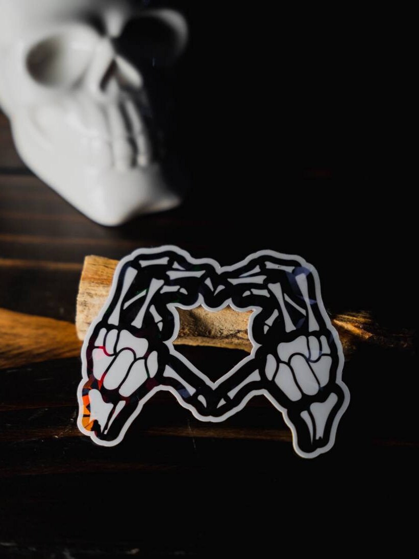 Skeleton Heart Hands Waterproof Vinyl Sticker Holographic - Etsy