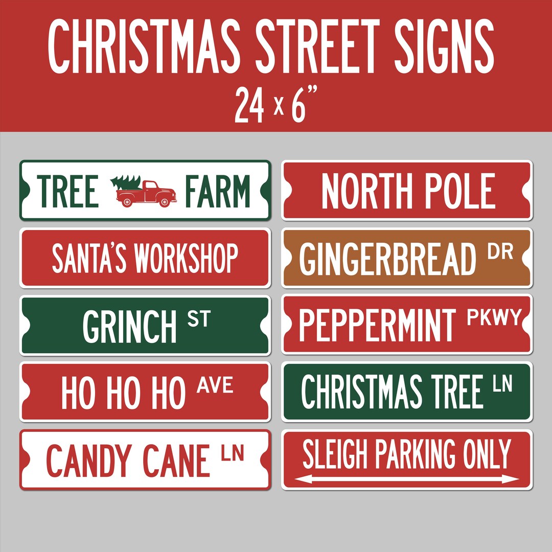Christmas Street Sign Santa Sign Holiday Road Sign Fun Christmas Decor ...