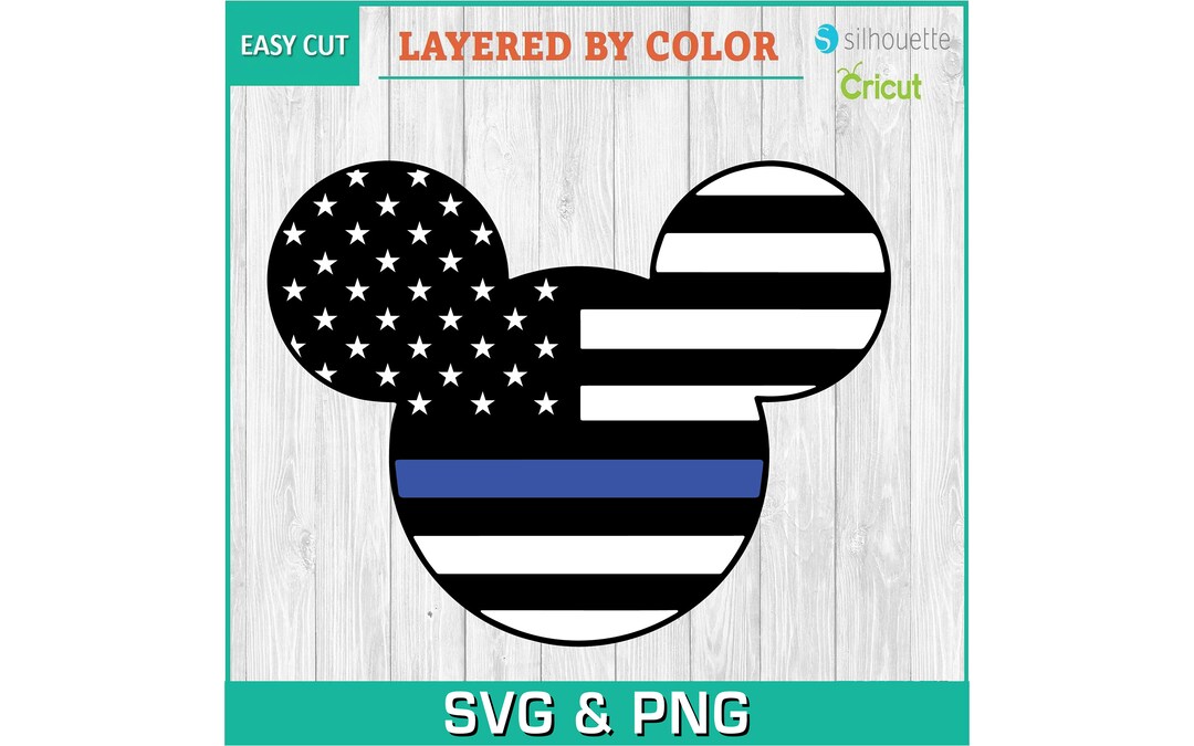 Mickey, Minnie, Law Enforcement, Police Blue Silhouettes Digital ...