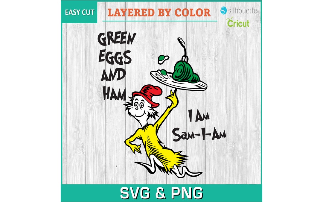 Dr Seuss, Sam I Am, Green Eggs and Ham, Thing Silhouettes Digital ...