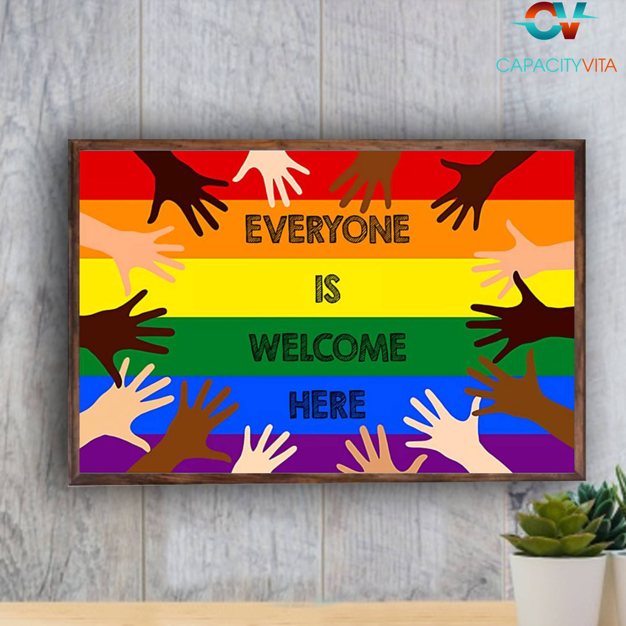 LGBT Poster Color Hand Symbol LGBT Poster Everyone Is Welcome | Etsy