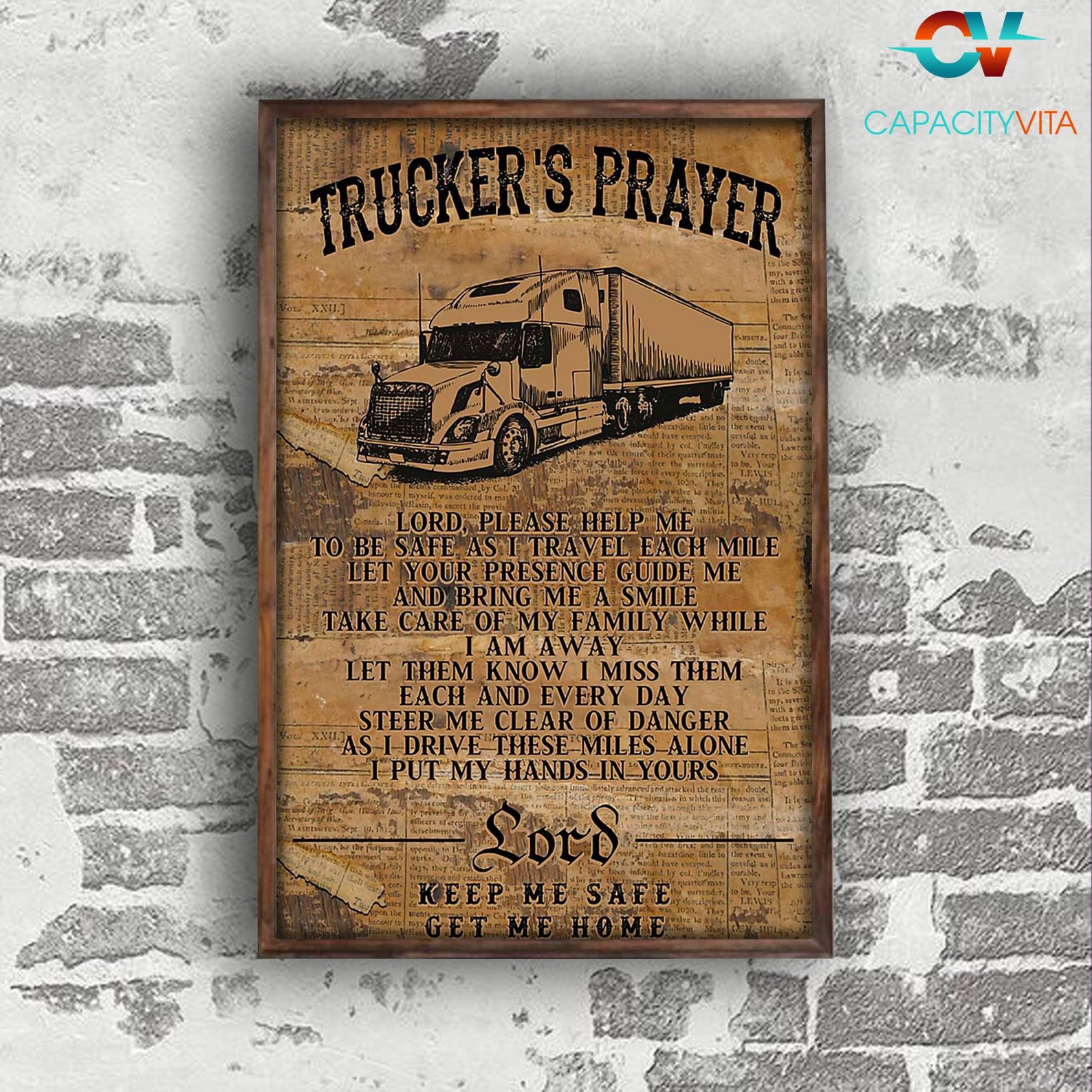 Trucker Poster Truckers Prayer Keep Me Safe Truck Poster Etsy