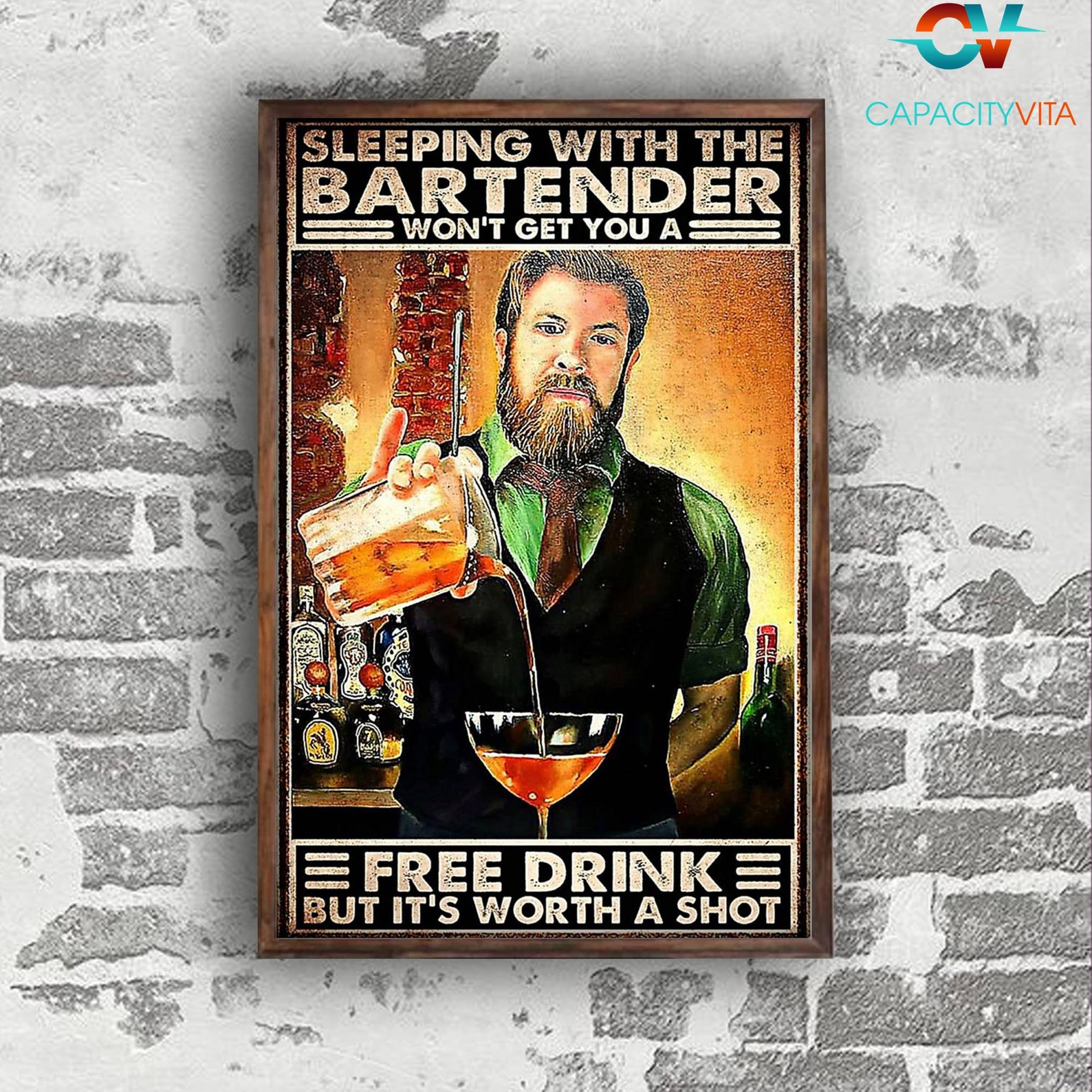 Bartender Poster Drinking Liquors Poster Its Worth A Shot Etsy