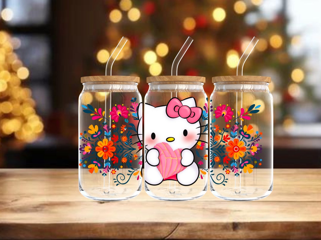 Hello Kitty Glass Cup, Christmas Cups, Ice Coffee Cup, Libby Clear Cup ...