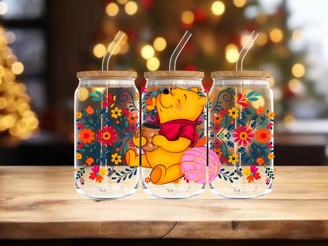 Pooh Bear Gift Winnie the Pooh Glass Cup Ice Coffee Clear - Etsy
