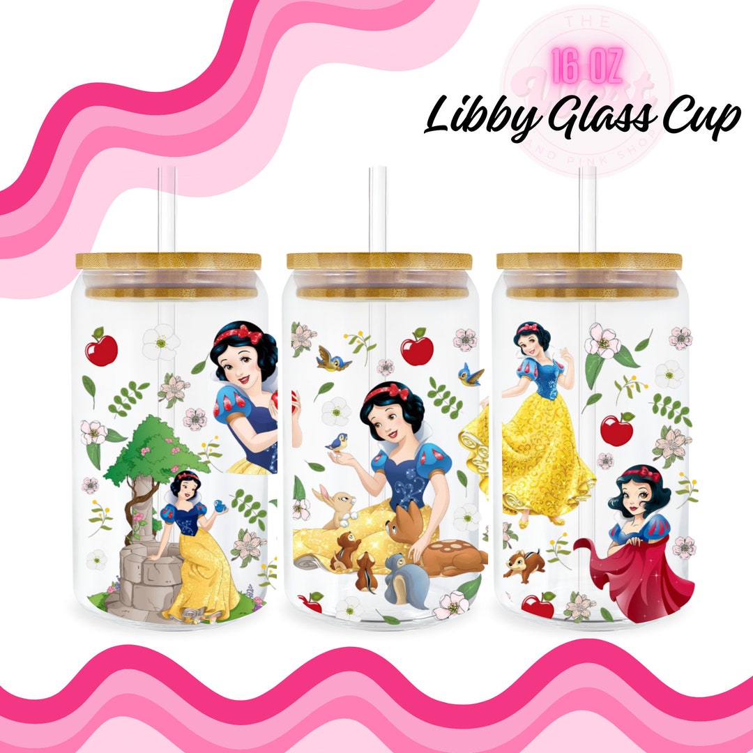 Snow White Princess Libby Glass Cup, Princess Tumbler, Libbey Can Glass 16oz, Magical Glass Can ...