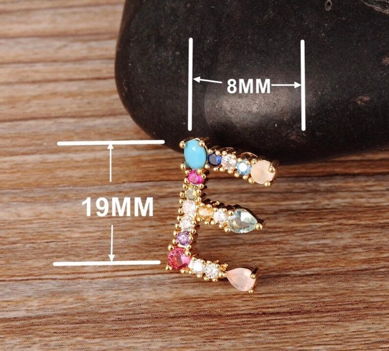 18K Gold Filled Initial Necklace, Large Rainbow Crystal Y Initial ...