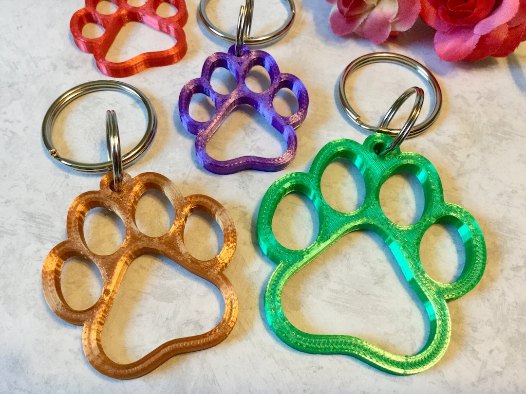 Paw Print Keychain 3D Printed Paw Print Keychain Charm Zipper Charm Bag ...