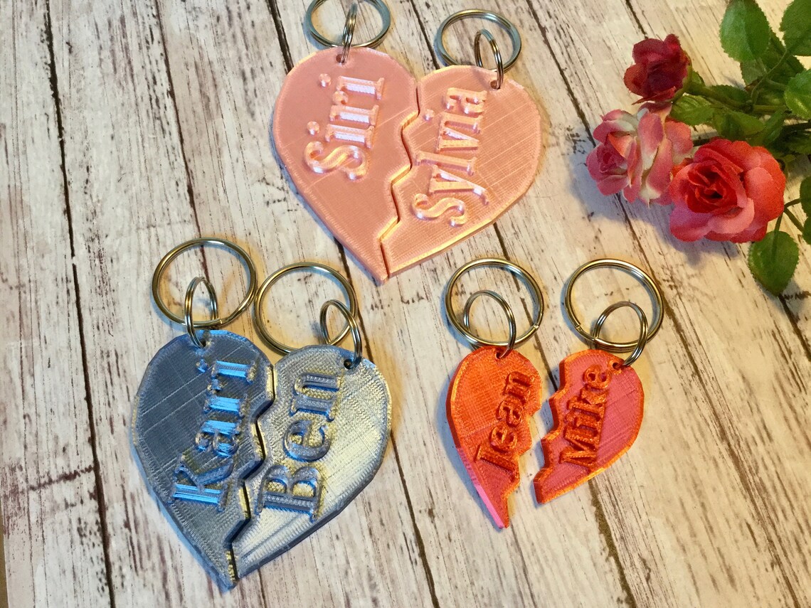 Personalized Couples Heart Keychains Best Friends Keychain - Etsy.de