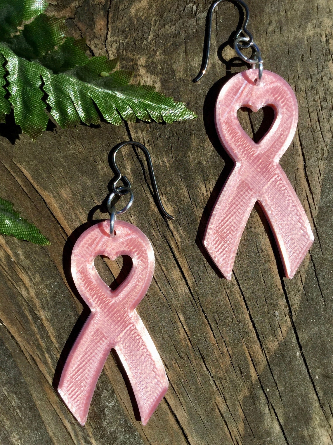 Breast Cancer Awareness Ribbon Earrings Lightweight Earrings 3D Printed ...