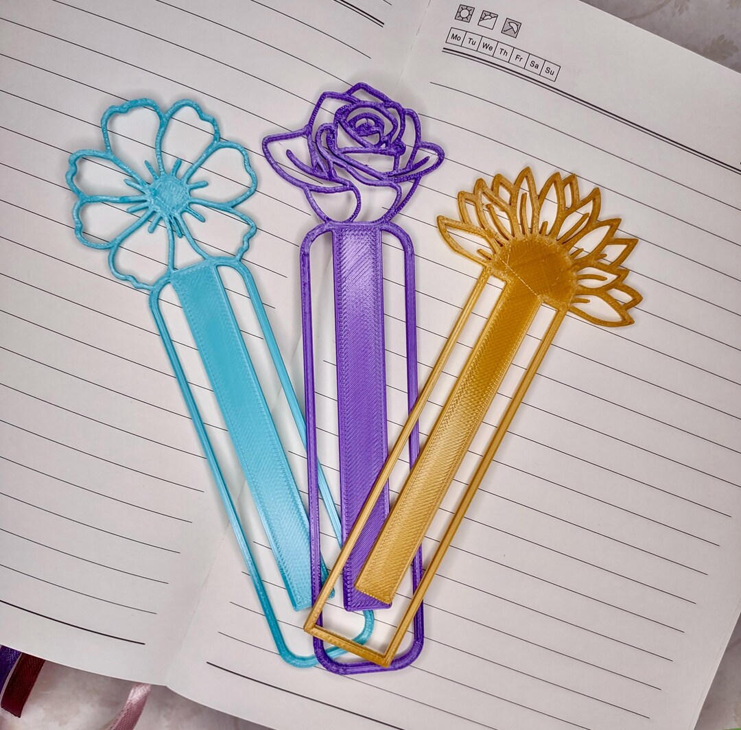 3D Printed Flower Bookmark for Book Lover - Etsy