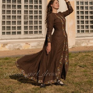 Dress "ethel" Home Robe With Watteau Back Edwardian Victorian Gown ...