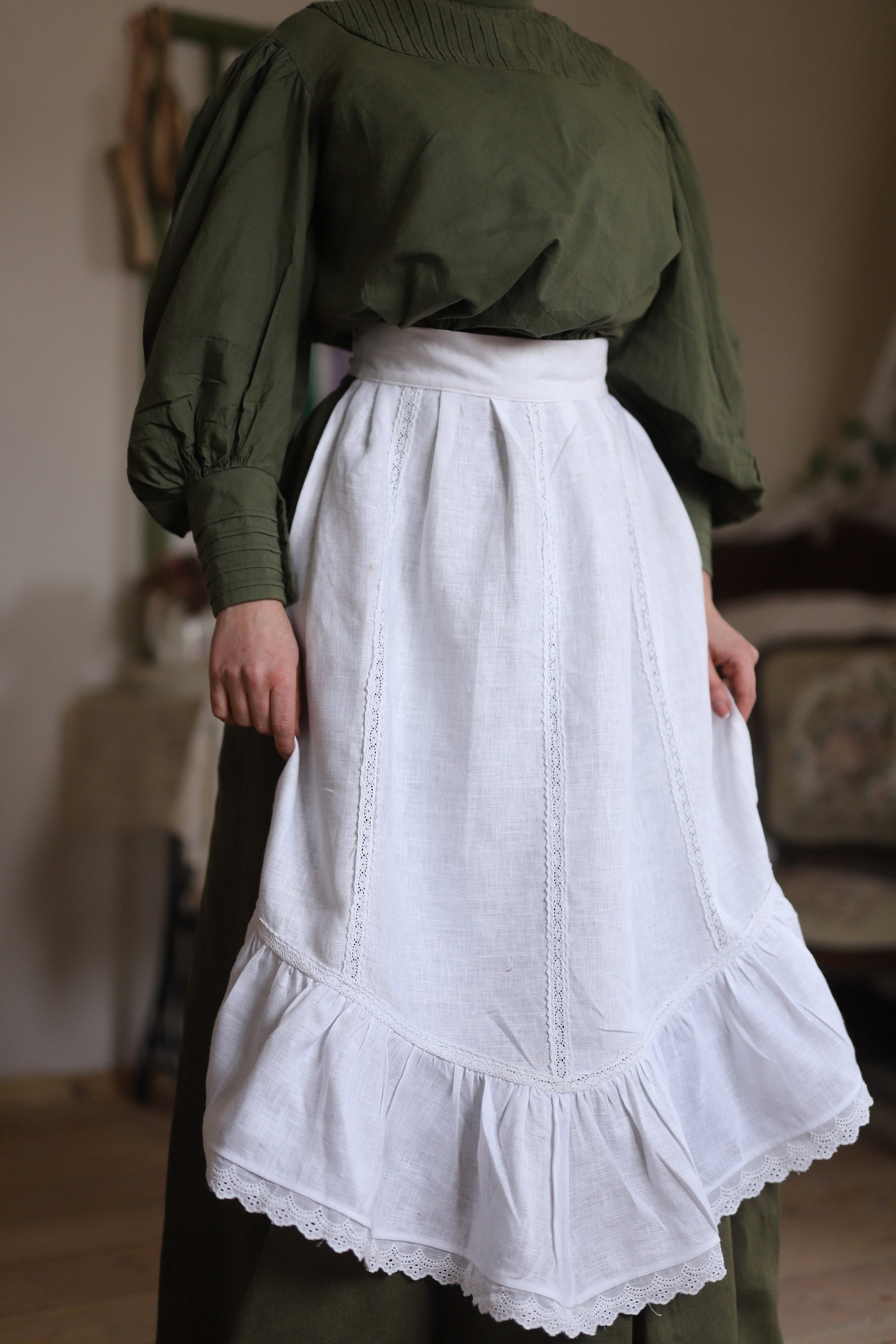 Pinafore edith Victorian Apron Linen Edwardian Pinafore - Etsy