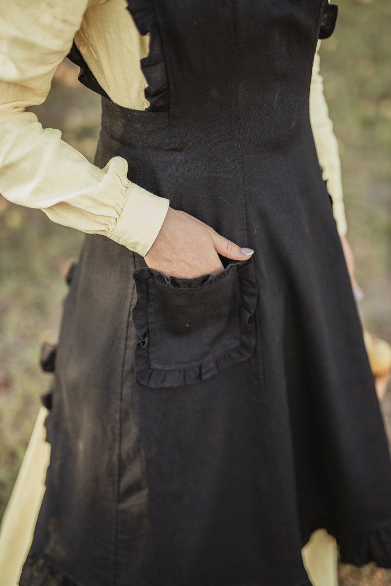 Pinafore rosa Victorian Apron Linen Edwardian - Etsy