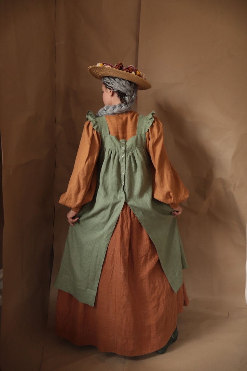 Pinafore sofia Victorian Apron Linen Edwardian - Etsy