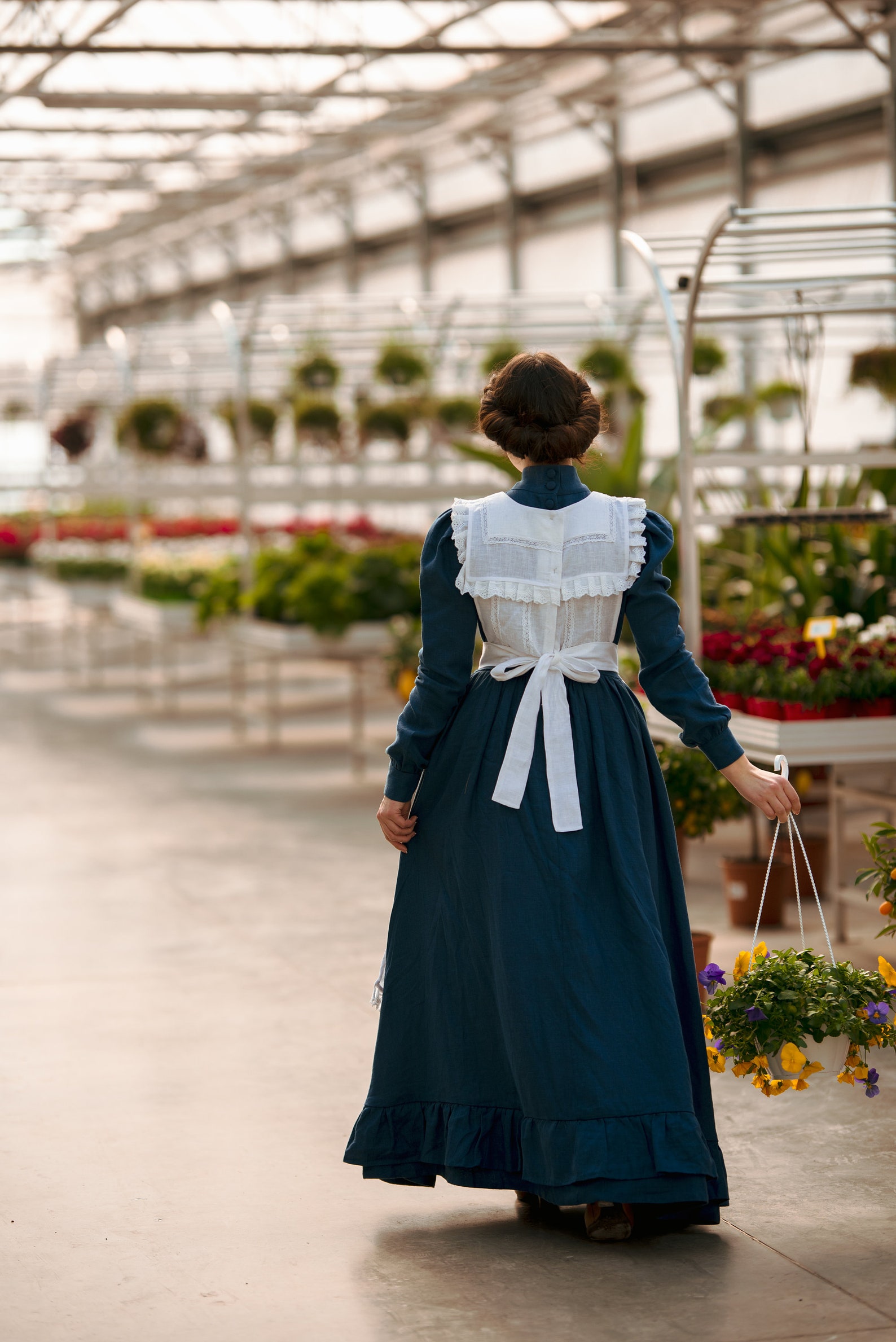 Pinafore edith Victorian Apron Linen Edwardian Pinafore - Etsy